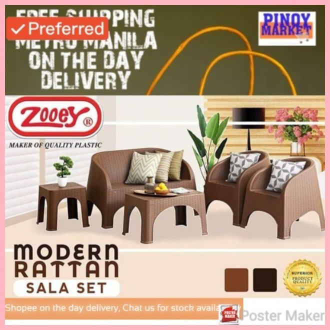 Zooey modern rattan sala set free delivery metromanila only | Shopee ...