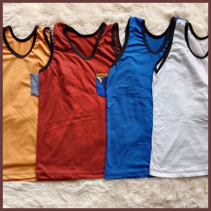 ∬ ─ 6PCS BUNDLE SANDO COLORED W/POCKET KIDS (5-8)YRS OL | Shopee ...