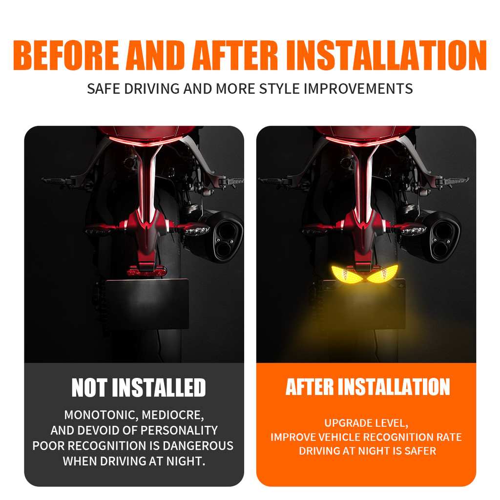 Cat's Eye Flash Devil Eye Motorcycle License Plate Light Eye Decorative ...