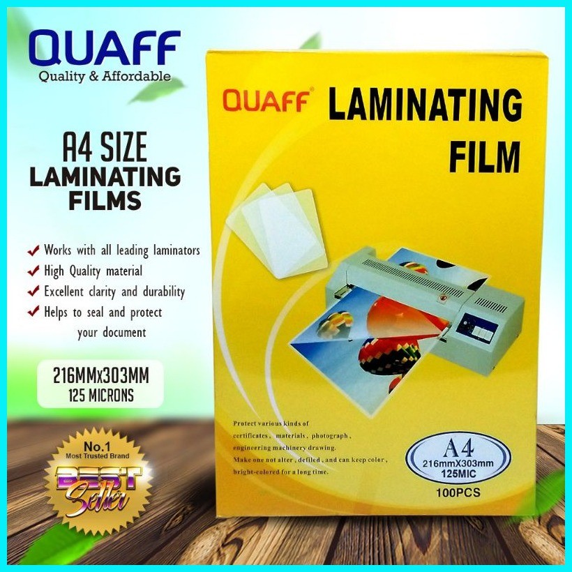 QUAFF LAMINATING FILM A4 SIZE 125MIC 100SHEETS | Shopee Philippines
