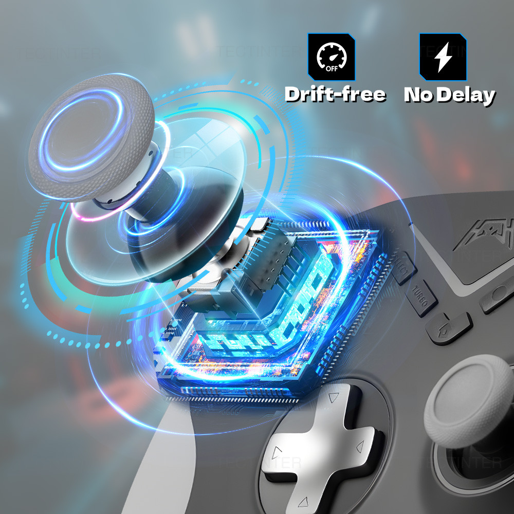 Bluetooth Wireless Gamepad With Turbo Hall Effect Joystick for PS4 PS3 Controller for PC IOS ...