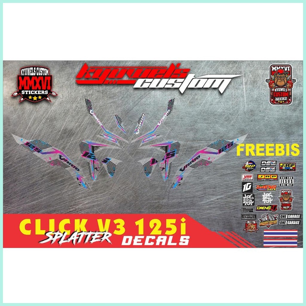 HONDA CLICK V3 SPLATTER DECALS | Shopee Philippines