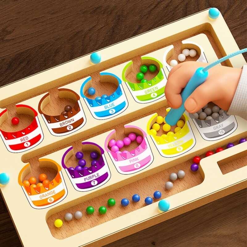 Number Maze Montessori Education Board Pen Moving Bead Game Motor ...