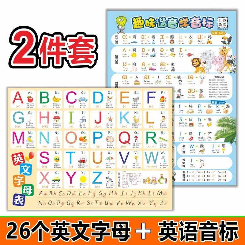 26 English Alphabet Uppercase and Lowercase Chart Phonics Pronunciation ...