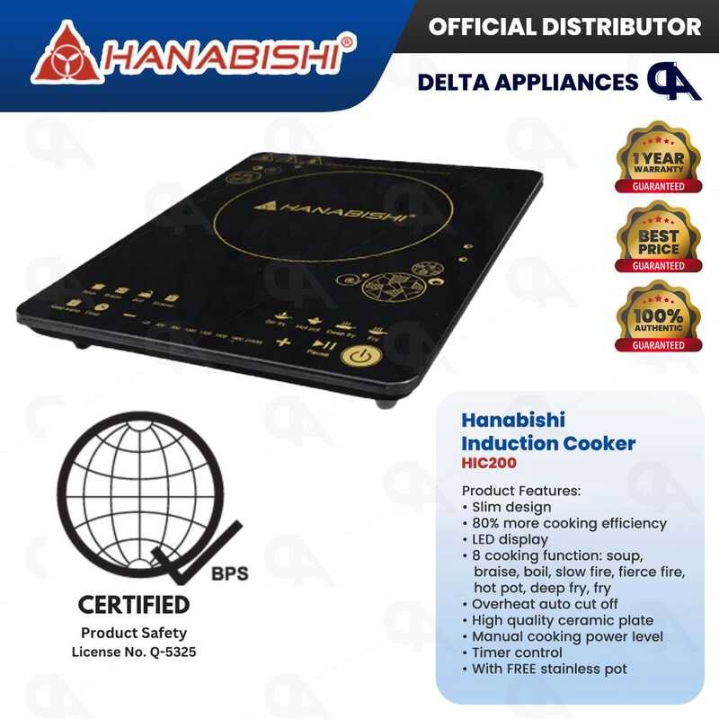 Hanabishi Induction Cooker Touch Control (Digital) W/ Stainless Steel ...