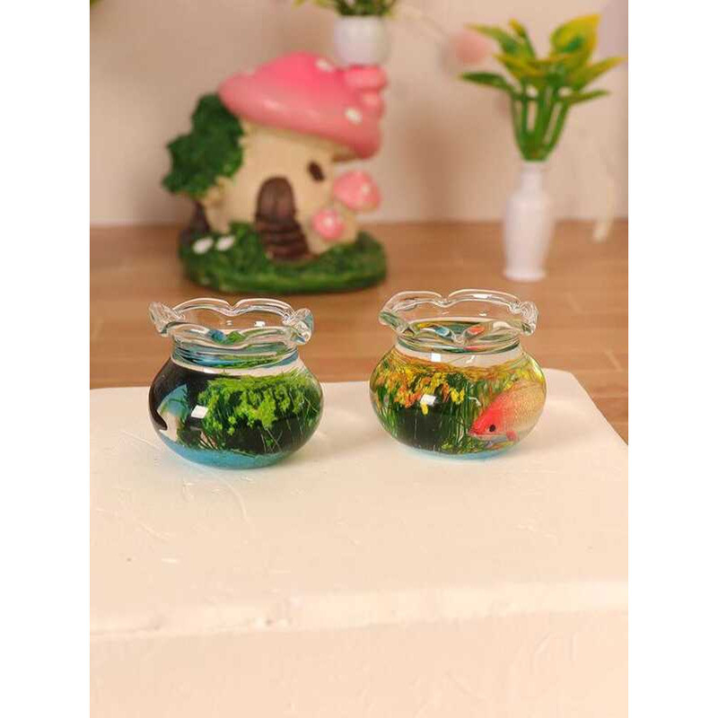 Micro Landscape Miniature Simulation Glass Fish Tank Goldfish Koi Props ...