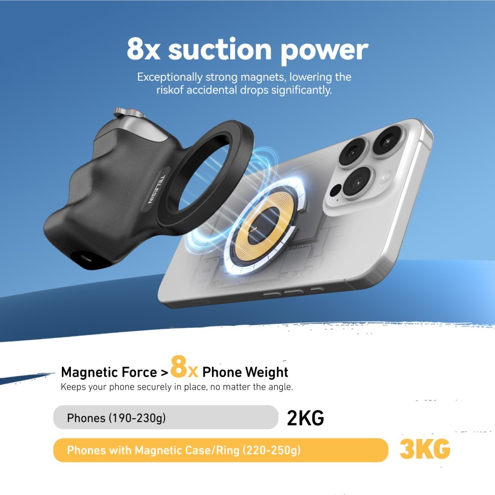 TELESIN Fun Shot Magnetic Phone Selfie Grip 2,MFI Certified,with ...