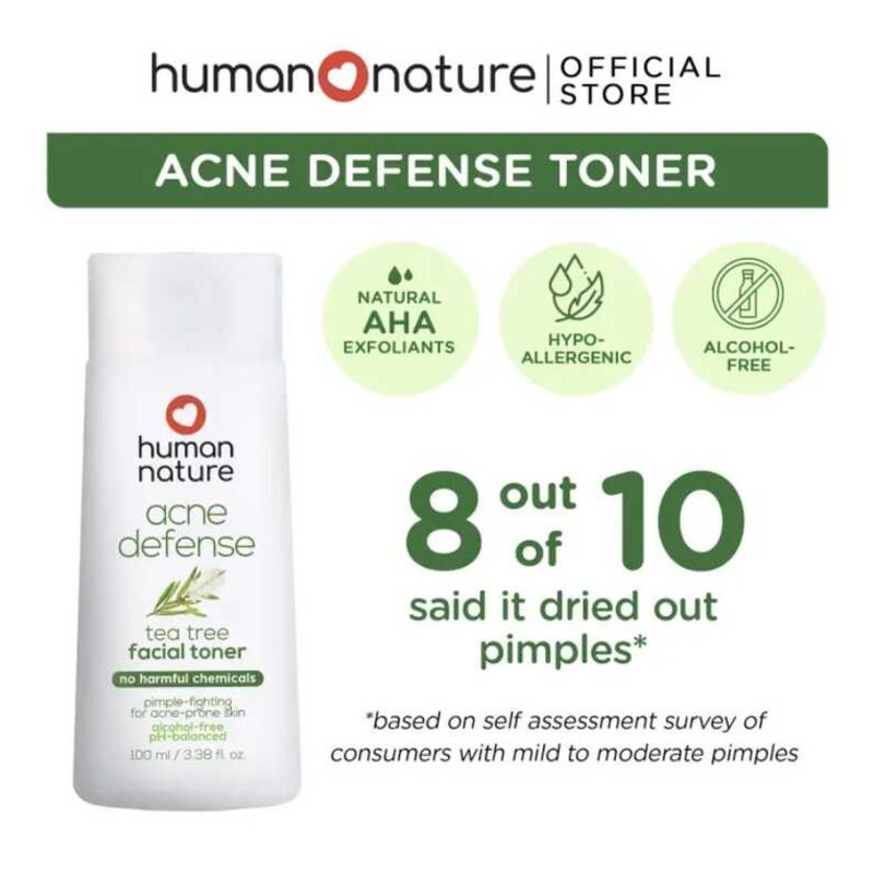 Human Nature Acne Defense Facial Toner 100% Natural With Tea Tree Oil ...