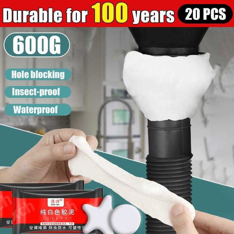 20Pcs 600G Sewer Pipe Clay Waterproof Silicon Adhesive Plasticine Air ...