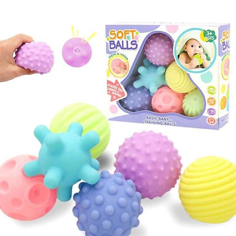 6Pcs Rubber Baby Tactile Senses Toys Sensory Training Toyskids Newborn ...