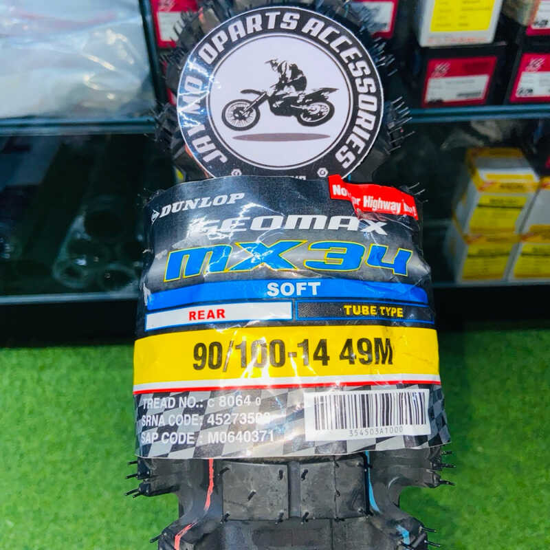 90/100 Mx34 X 14 / Dunlop Geomax Mx34 / Soft / Tube Type / COD ...