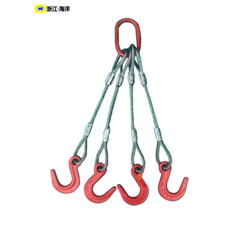 Set Combination Pressed Wire Rope Large Opening Hook Lifting Sling Two ...