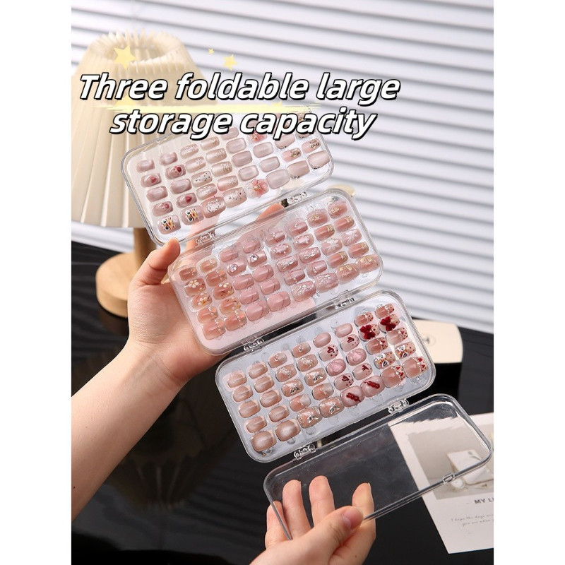 Homsa 3-Fold Nail Storage Box - Transparent Dustproof Visible Display ...
