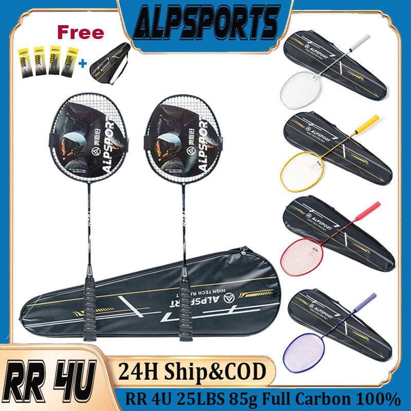 ALPSPORT RR 4U 25Lbs G5 Black Badminton Racket Original Design Carbon ...
