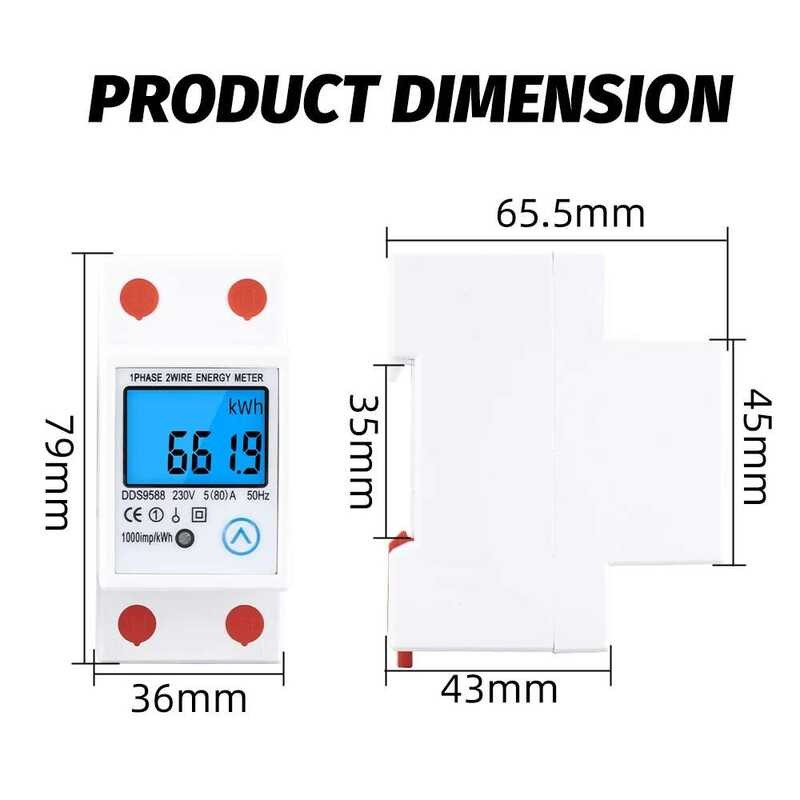 Din Update Rail LCD Display Digital Single Phase Two Wire Energy Meter ...
