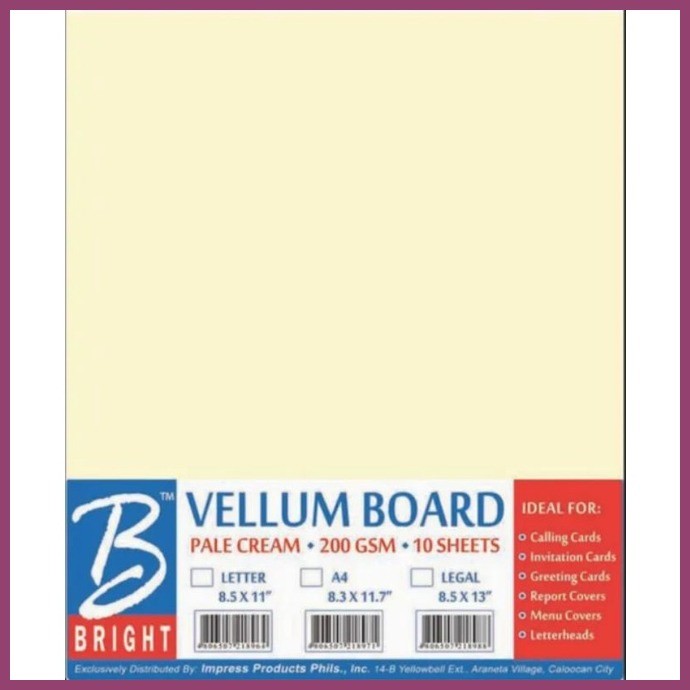 ⊕ 10 sheets Vellum Board Specialty Paper (Short, A4, A3, Long) | Shopee ...