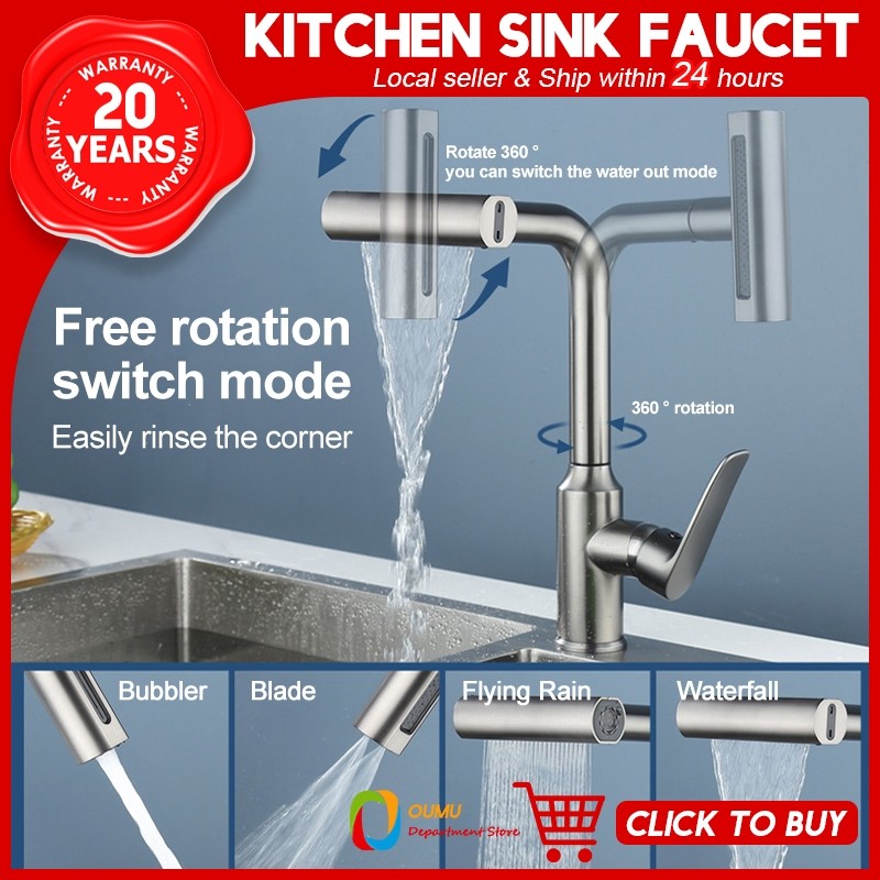 360° Rotation Kitchen faucet can rotate with four levels of water ...