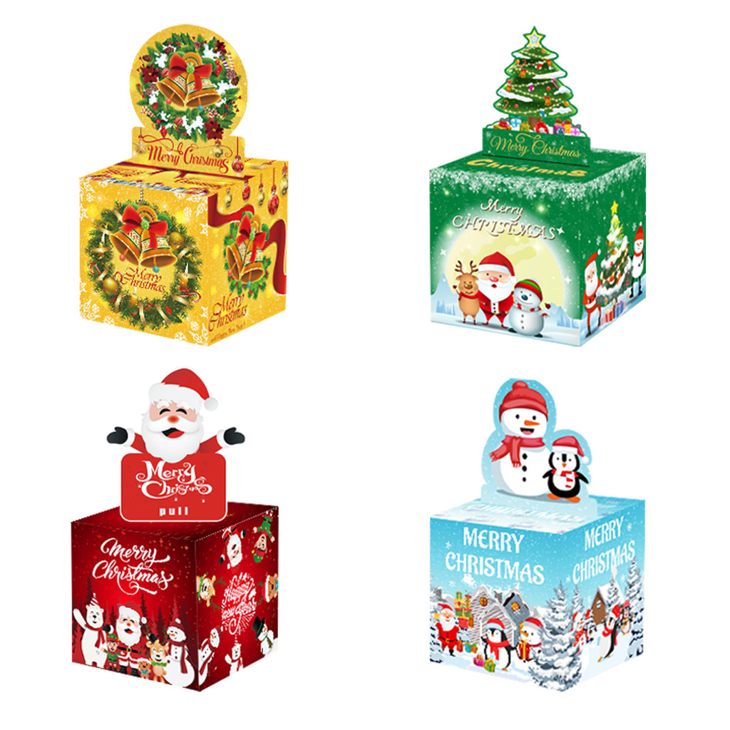 Themed Pattern Christmas Paper Box Set Holiday Decoration Props For ...