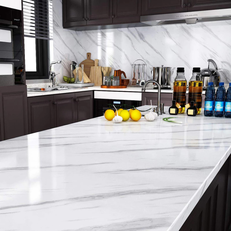 HomeSari 60x500cm Marble Wallpaper Kitchen Self-Adhesive Sticker ...