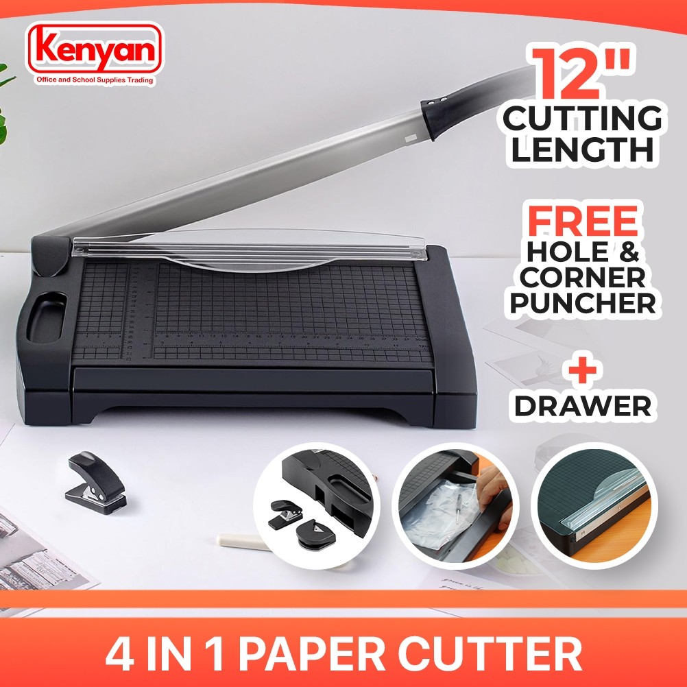 4in1 Paper Cutter Guillotine 12" Sharp Blade 10 Sheets Cutting Capacity ...