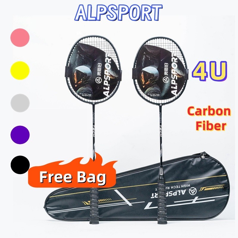 ALPSPORT RR 4U 22LBS G5 Black Badminton Racket Original Design Carbon ...