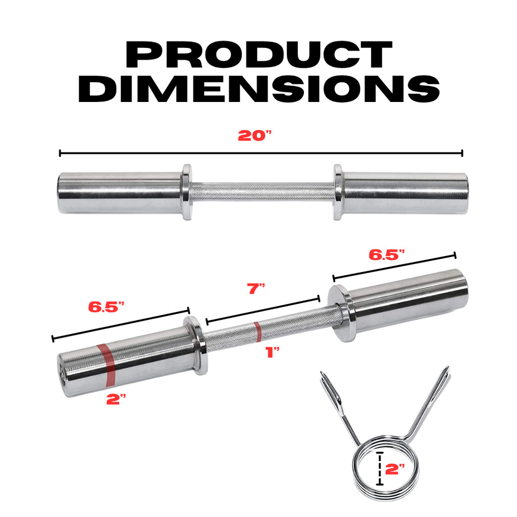 Olympic Short Bar Dumbbell Bar 2-Inch Handle Barbell Rod Gym Fitness ...