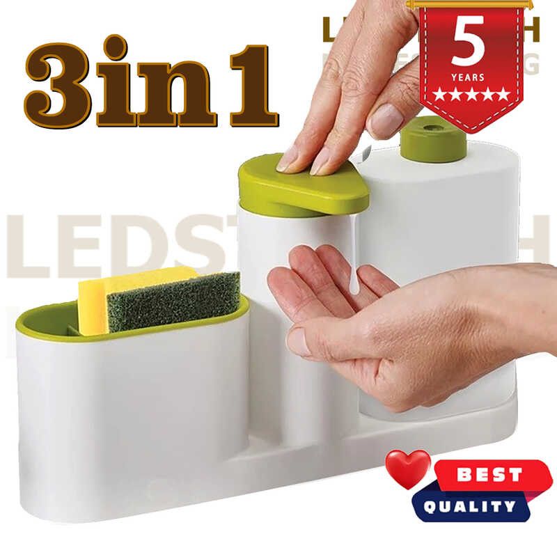 3 In 1 Sink Tidy Set Plus Kitchen Built In Soap Dispenser Storage ...
