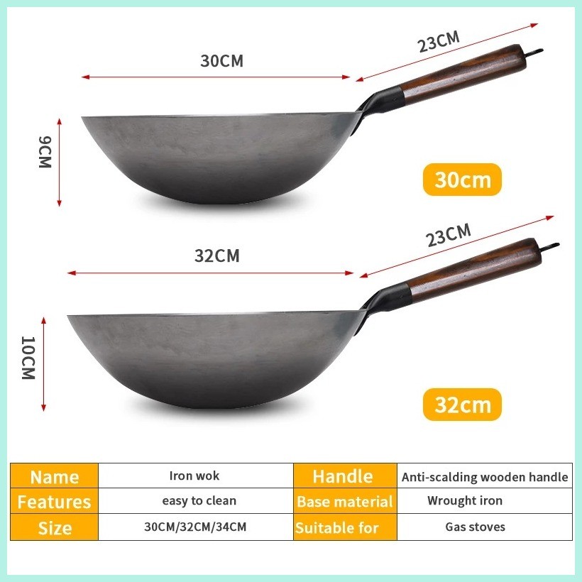 Chinese Wok Bang Traditional Hand-Forged Nonstick Pan Carbon Steel Wok ...