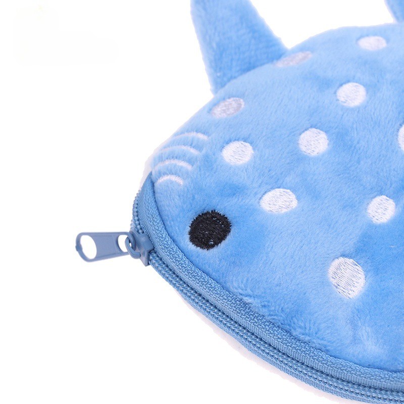 Cute Cartoon Plush Shark Coin Purse Plush Zipper Animal Wallet Kids ...