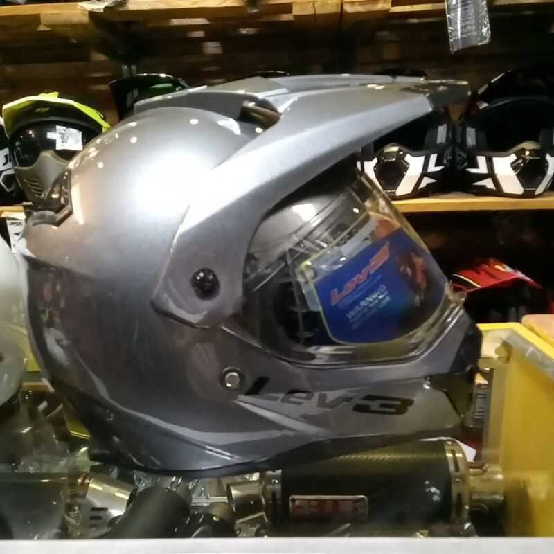 Face Full Helmet Motard Lev3 Dual Visor Mitalic Sier | Shopee Philippines