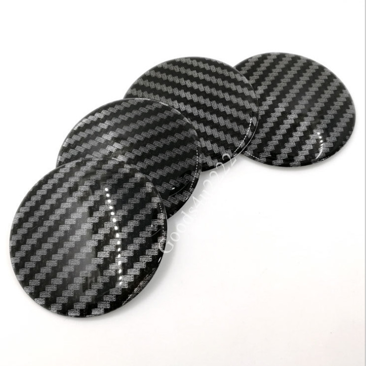 4PCS Dome Carbon Fiber 56.5MM Black Wheel Centre Cap Stickers Badge ...