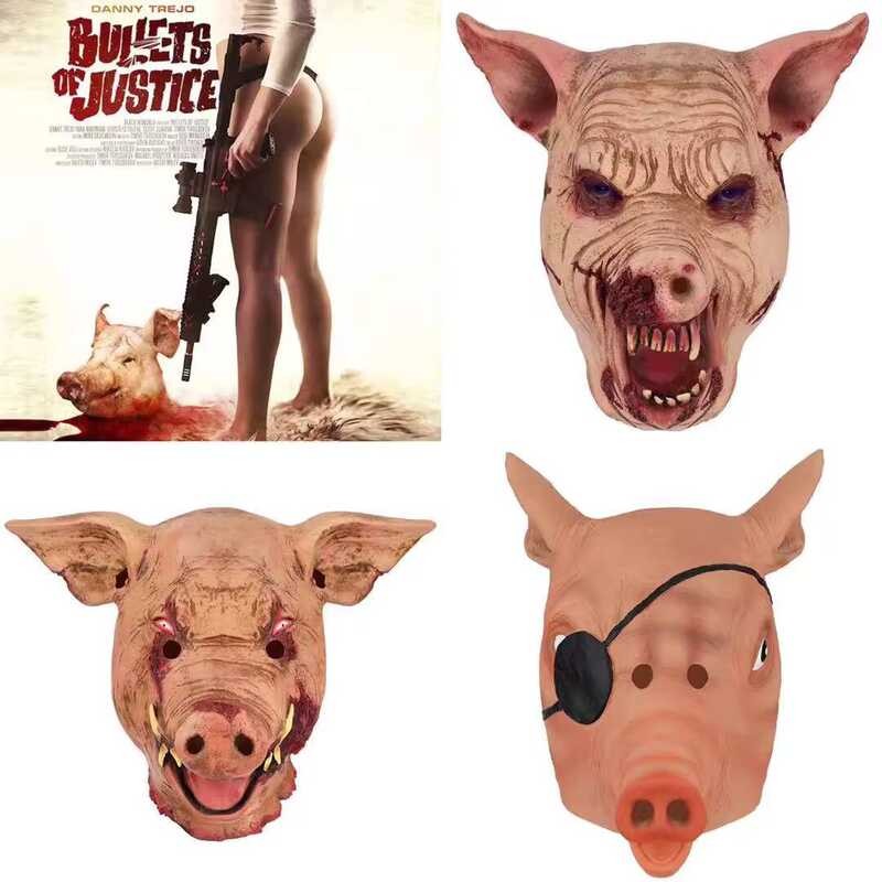 Halloween Chainsaw Massacre Pig Head Bullet of Justice Horror Scary ...