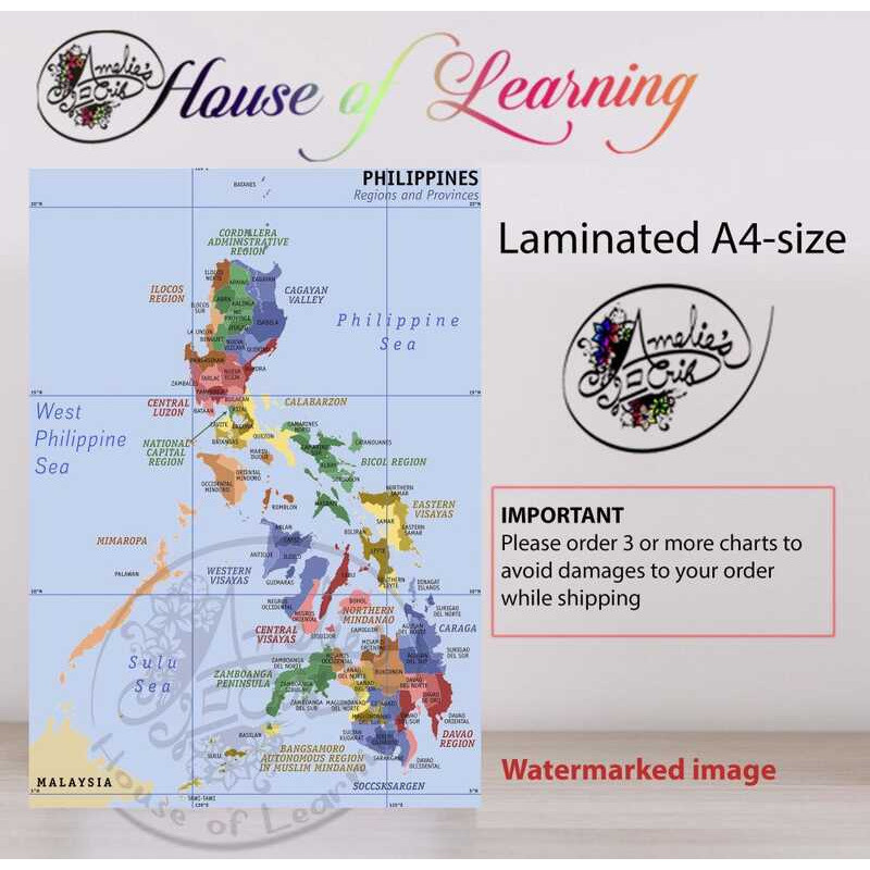 Philippine Maps Laminated Educational Charts, Mga Mapa Ng Pilipinas ...