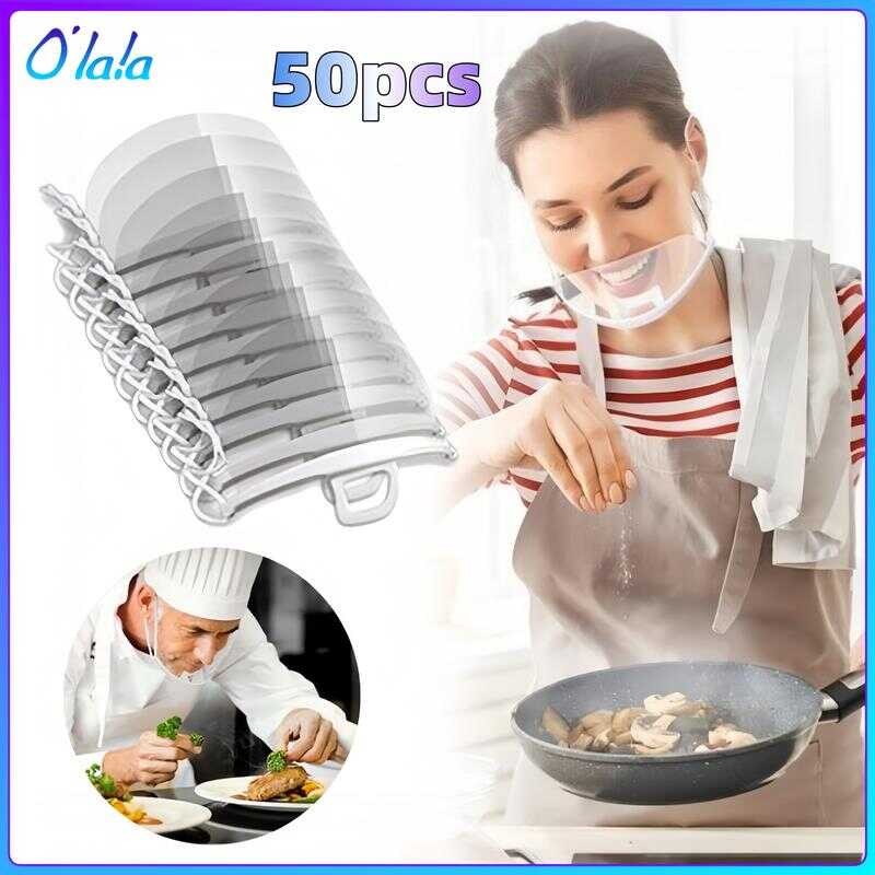50Pcs Transparent Mouth Mask Face Sanitary Reusable Food Anti-Fog ...