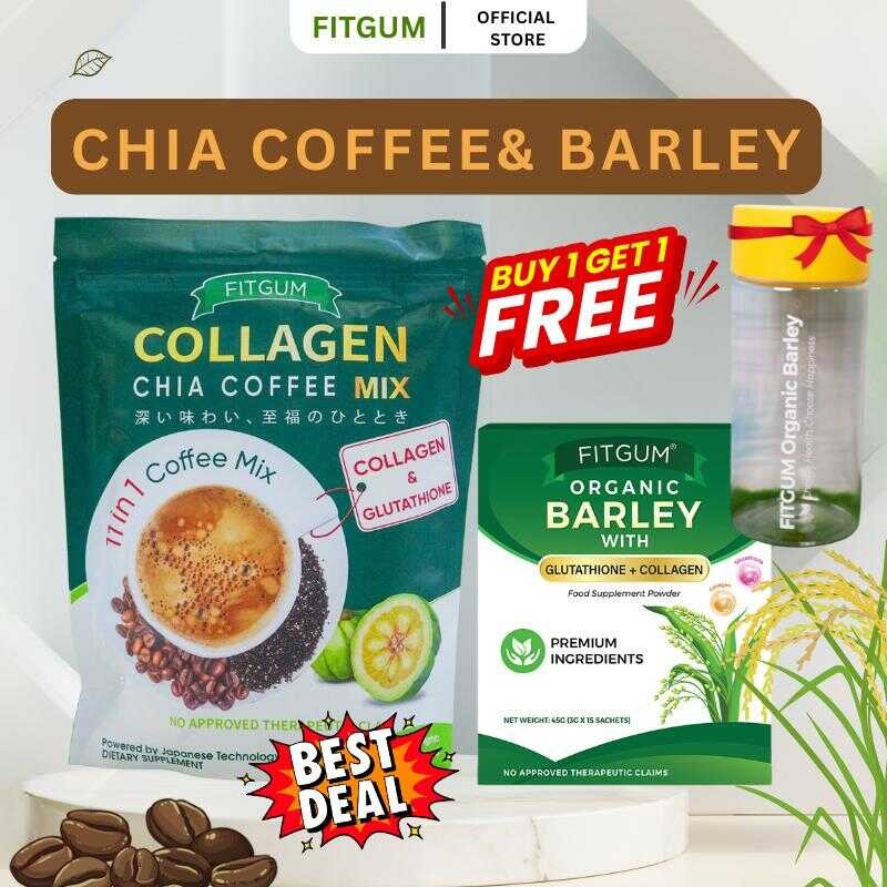 FITGUM Barley Grass Powder Original With Chia Coffee Glutathione And ...