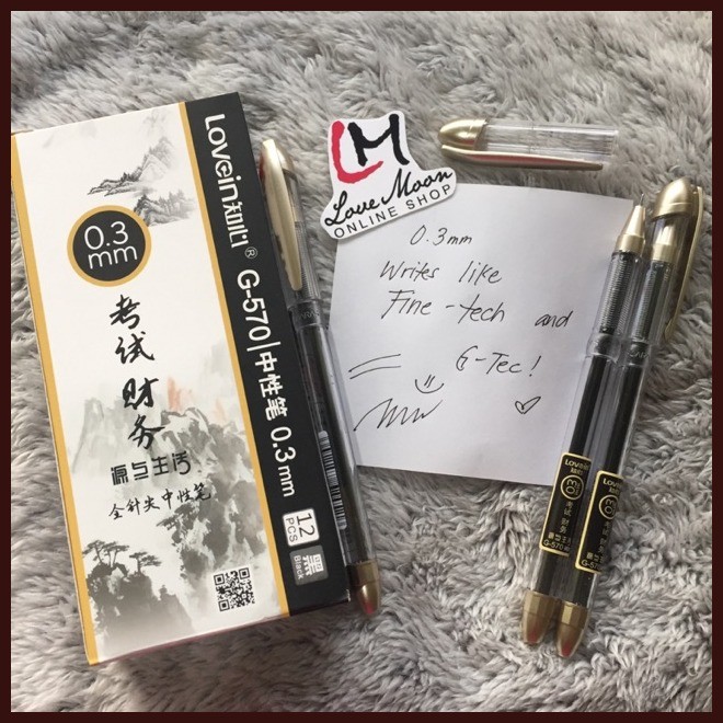 ∇ ═ 12 pieces Lovein Black & Blue Gel Pen 0.3mm G-570 | Shopee Philippines