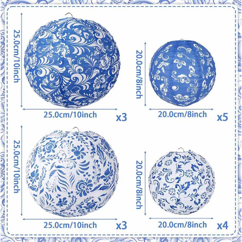 Blue And White Porcelain Paper Lantern Chinese Classical Hanging ...