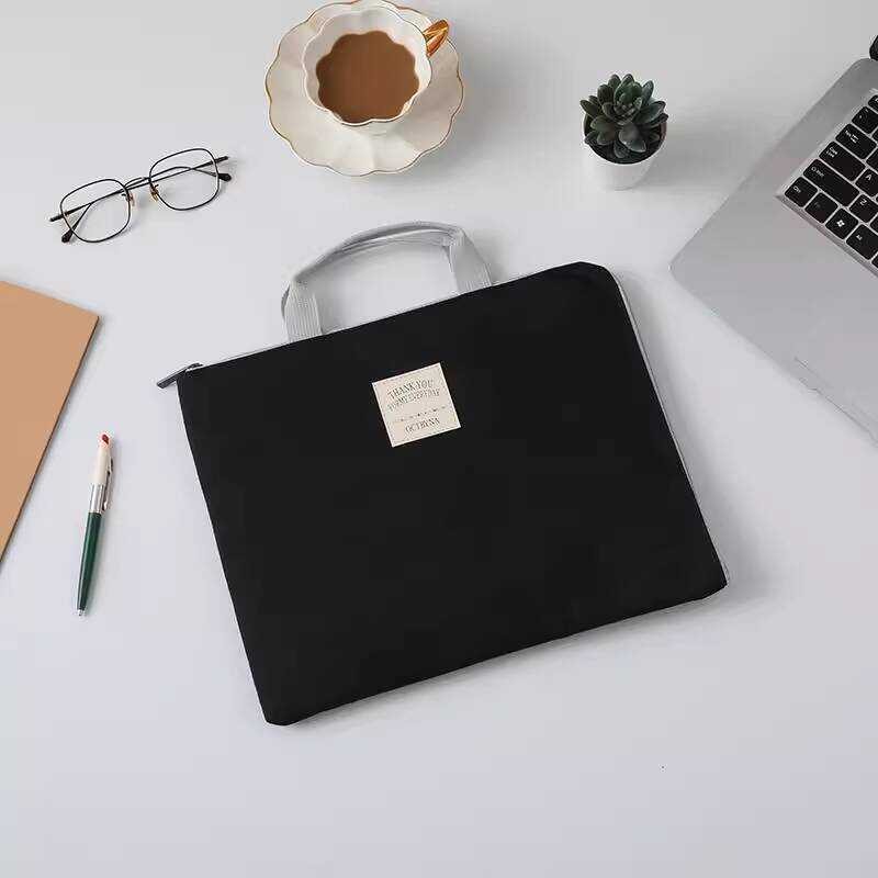 ☑☑ File Handheld Large Capacity Canvas Zipper Business Office Meeting ...