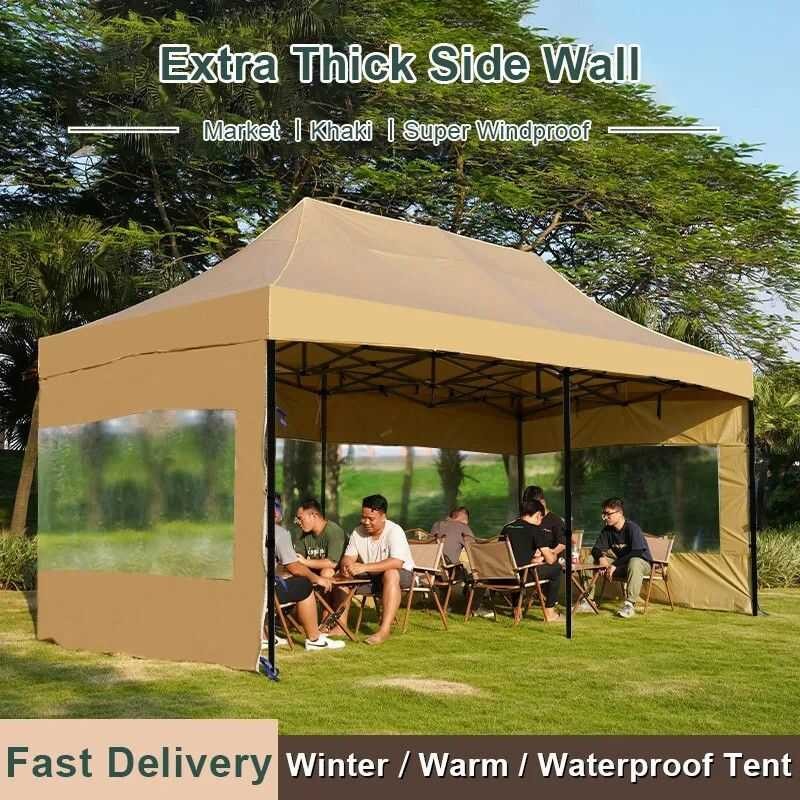 Retractable Khaki Folding Tent Waterproof Nylon Fabric Column Steel ...