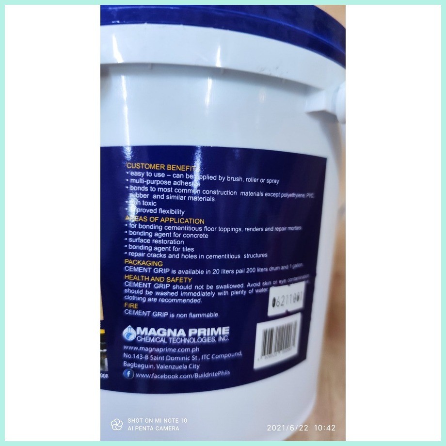 Buildrite Cement Grip (Same As ABC ZEMBOND) Acrylic Based Bonding Agent ...