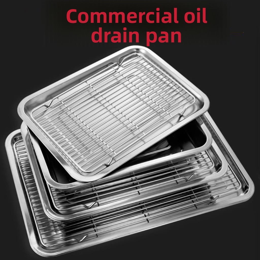 Stainless Steel Oil Drip Tray Strainer Rectangular Frying Skewer Oil ...