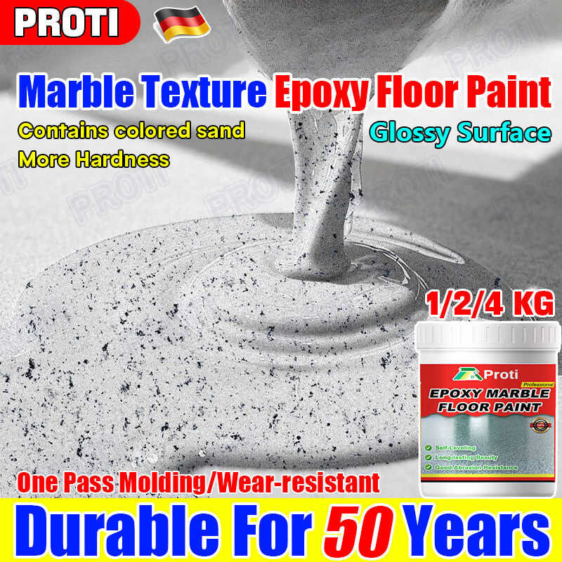 Marble Texture Epoxy Floor Paint Contains Colored Sand High Hardness ...