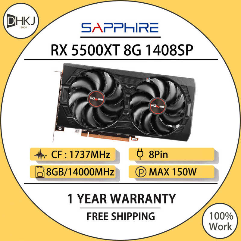 Used SAPPHIRE RX Graphics Card Rx5500xt Game 1737Mhz~1845Mhz 8Gb Gddr6 ...