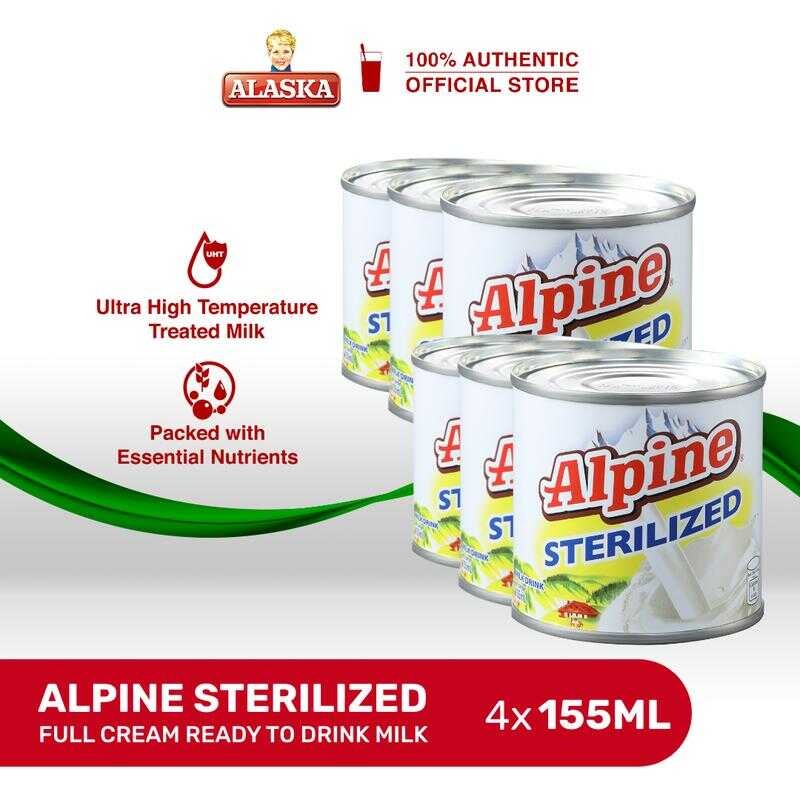 Alaska Alpine Sterilized Full Cream Ready To Drink Milk 155Ml| Set Of 6 ...