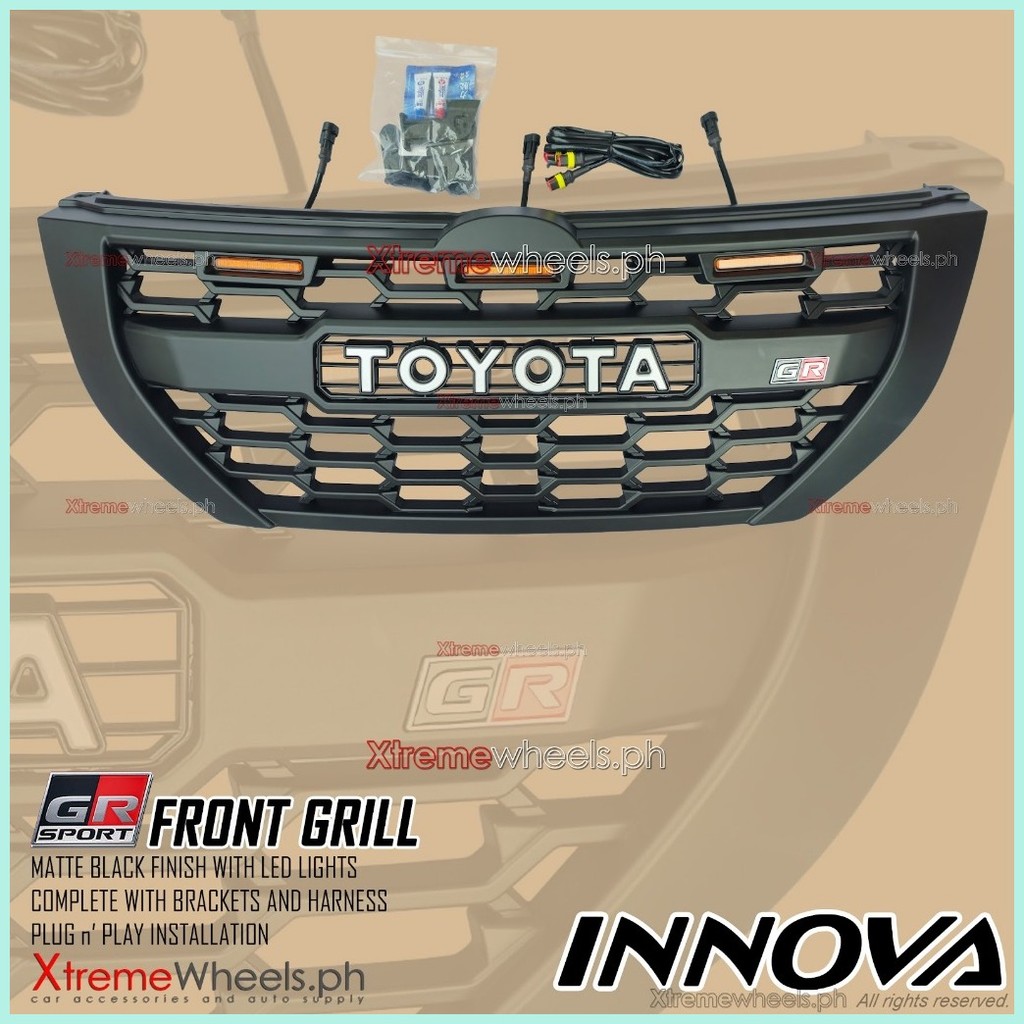 Toyota Innova J E G V 2012-2015 with Led Front Bumper Grill Matte Black ...