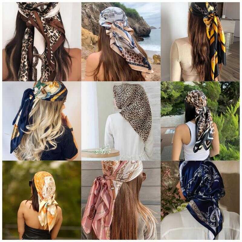 Vintage New 90Cm/70Cm Satin Artificial Silk Large Kerchief Malay Casual ...