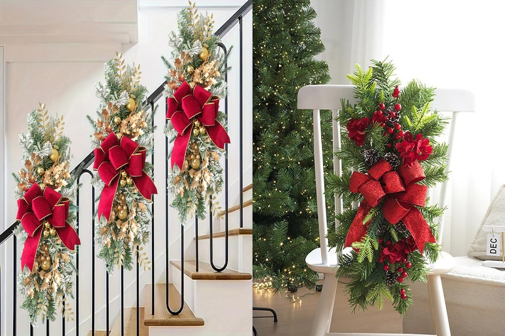 HUA Simple and Comfortable Holiday Decor Holiday Door Garland Snowy ...