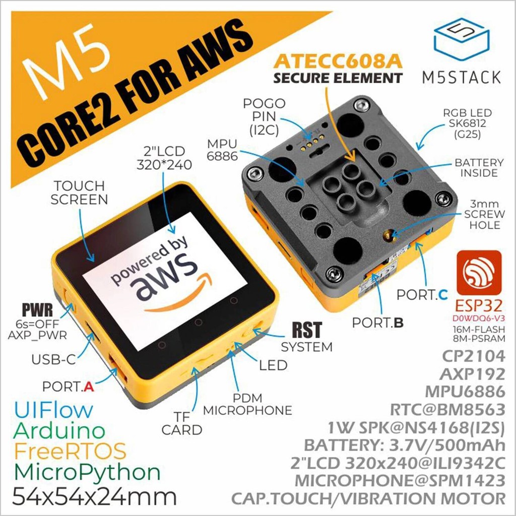 M5Stack Official M5Stack Core2 ESP32 IoT Development Kit for AWS IoT EduKit | Shopee Philippines
