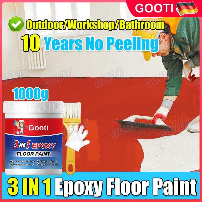 1Kg GOOTI 3-In-1 Water-Based Epoxy Floor Paint Red/Yellow/Grey/Green ...