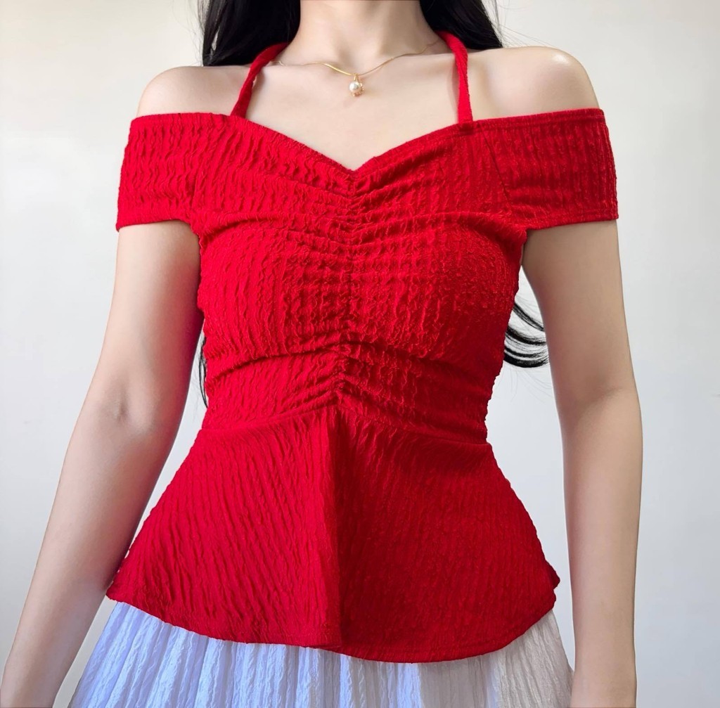 GSA | Ollive Off Shoulder Bark Crepe Top for Women | Fit Small to ...
